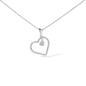 HAUS OF BRILLIANCE 925 Sterling 1/3 Ct. T.w. Diamond Heart Pendant Necklace - Silver