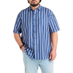 SYNRGY BY DXL Big & Tall Abstract Striped Microfiber Sport Shirt - Navy