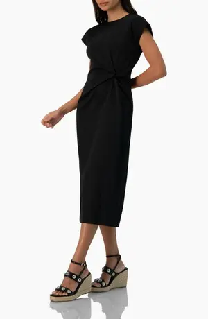 IVONNE Off-shoulder Straight Satin Dress With Side Knot