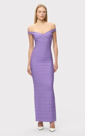 Herve Leger Bonnie Off-the-shoulder Bandage Gown