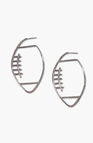 NICKEL & SUEDE Football Hoop Earrings - Silver