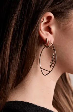 NICKEL & SUEDE Football Hoop Earrings