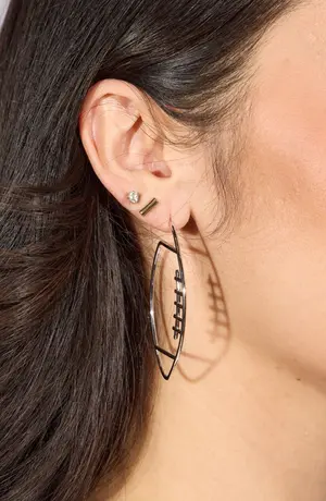 NICKEL & SUEDE Football Hoop Earrings