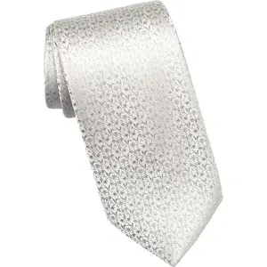 ELIZABETTA Parioli Extra Long Silk Jacquard Neck Tie - Silver