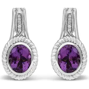 HAUS OF BRILLIANCE Sterling Amethyst And Diamond Accent Drop Earrings - Silver