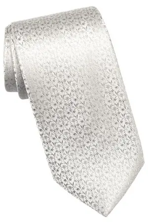 ELIZABETTA Parioli Silk Jacquard Neck Tie - Silver