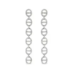 HAUS OF BRILLIANCE Sterling 1.0 Cttw Diamond Oval Link Dangle Earrings - Silver