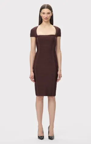 Herve Leger Premiere Bandage Dress - Walnut
