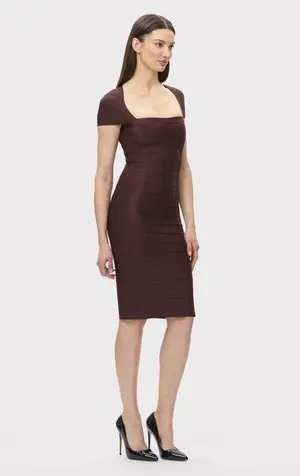 Herve Leger Premiere Bandage Dress - Walnut