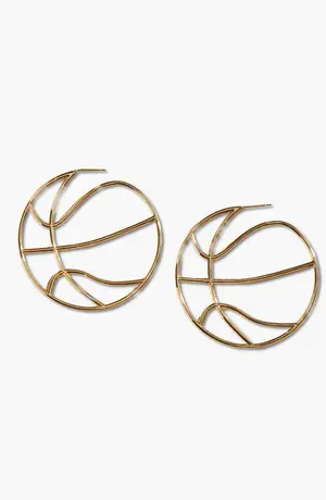 NICKEL & SUEDE Basketball Hoop Earrings - Gold