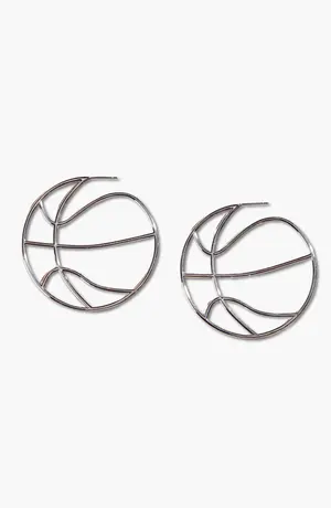 NICKEL & SUEDE Basketball Hoops Earrings - Silver