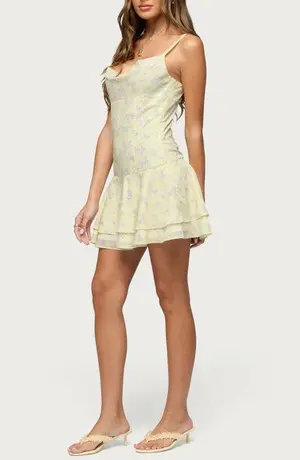 EDIKTED Daphna Floral Chiffon Minidress