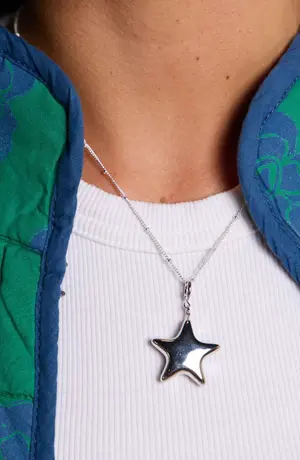 NICKEL & SUEDE Puffy Star Charm - Silver