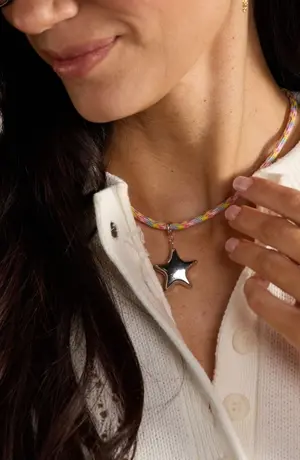 NICKEL & SUEDE Puffy Star Charm - Silver