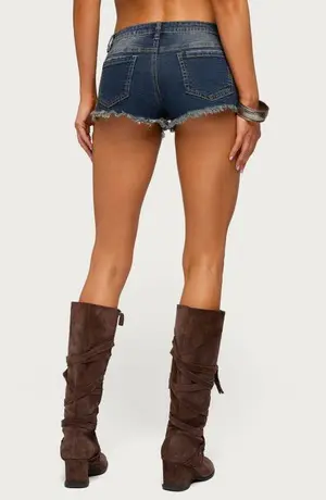 EDIKTED Distressed Cutoff Denim Shorts