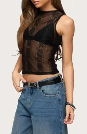 EDIKTED Ephie Sheer Lace Tank
