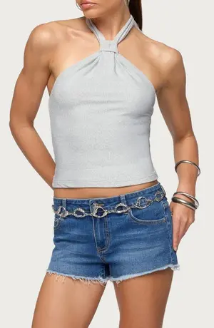 EDIKTED Katalya Glitter Halter Top