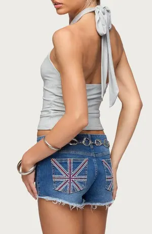 EDIKTED Katalya Glitter Halter Top