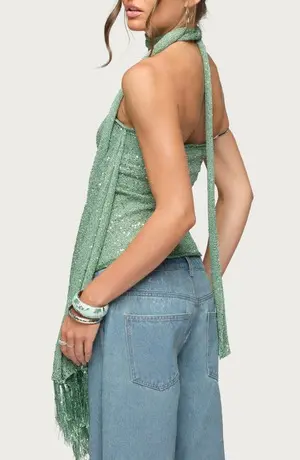EDIKTED Two-piece Sequin Scarf Top