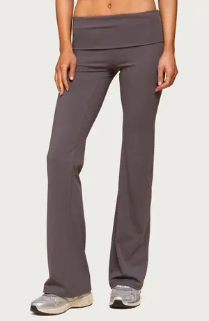 EDIKTED Oriane Foldover Flare Leggings - Gray