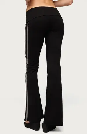 EDIKTED Charly Stripe Foldover Flare Pants