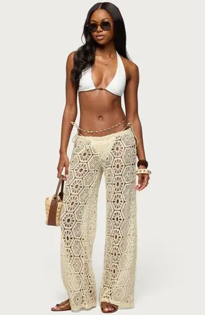 EDIKTED Amrita Baggy Open Stitch Pants