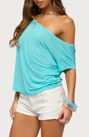 EDIKTED Amora Semisheer One-shoulder Top