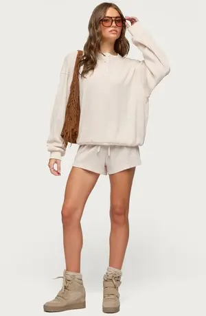 EDIKTED Baila Waffle Knit Drawstring Shorts