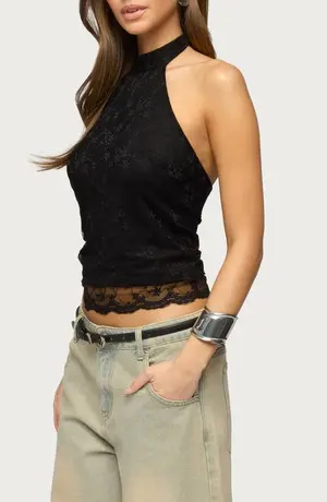 EDIKTED Perrie Lace Halter Top