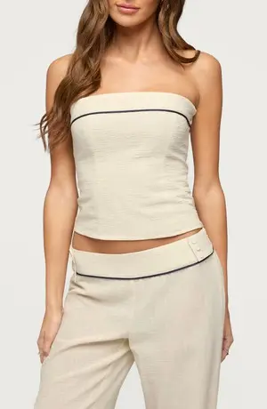 EDIKTED Dorine Strapless Bandeau Top - Cream