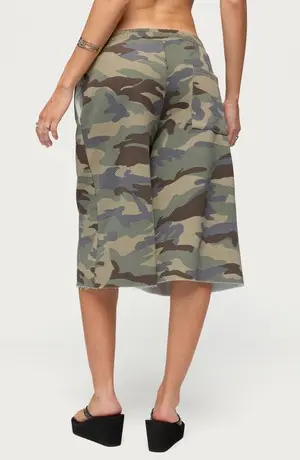 EDIKTED Camo Rush Drawstring Bermuda Shorts