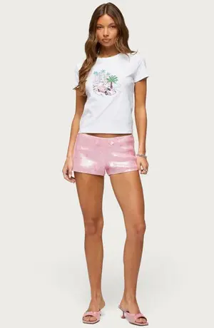 EDIKTED City Angel" Beaded Baby Tee