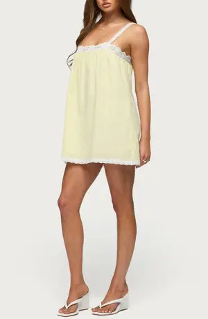 EDIKTED Contrast Lace Trimmed Cotton Mini Dress