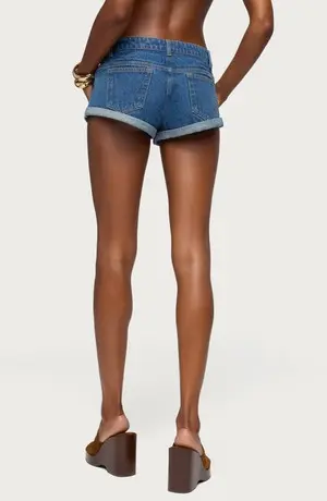 EDIKTED Cuffed Low Rise Denim Shorts
