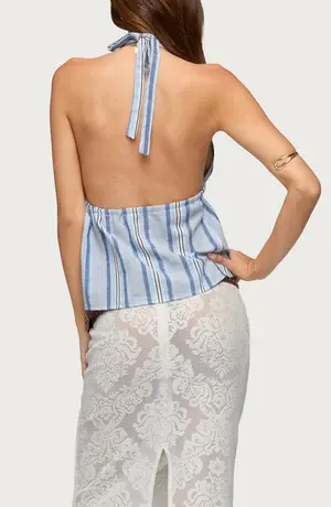 EDIKTED Galee Tie Front Halter Top