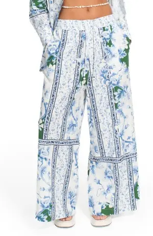 Agua Bendita Nader Print Wide Leg Cover-up Pants - Blue