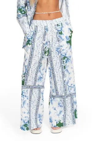 Agua Bendita Printed Wide Leg Cover-up Pants - Blue
