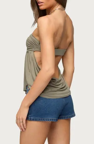 EDIKTED Bowey Draped Cutout Strapless Top