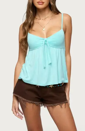 EDIKTED Michey Tie Front Camisole - Aqua