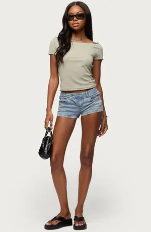 EDIKTED Kamalah Cotton Boatneck Tee
