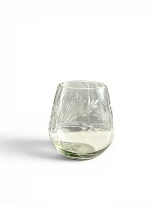 VILLA LUA HOME Hand-etched Blown Oval Glassset Of 2 - Clear