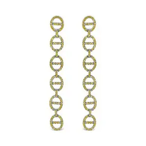 HAUS OF BRILLIANCE Sterling 1.0 Cttw Yellow Diamond Linked Circle Drop Earrings - Silver