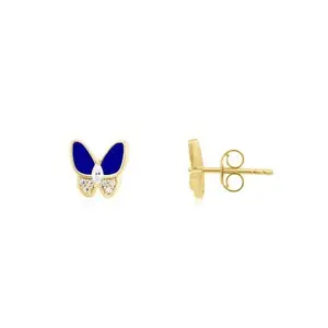 THE LOVERY FINE JEWELRY 14k Gold-plated Sterling Silver Lazuli And Cubic Zirconia Butterfly Stud Earrings - Lapis