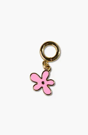 NICKEL & SUEDE Flower Charm With Hinged Clasp - Gold/pink