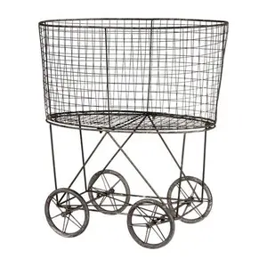 STORIED HOME Rolling Laundry Cart With Rack - Black