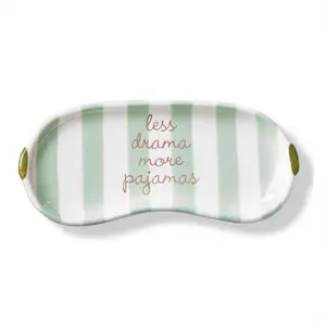 TAG Less Drama More Pajamas Earthenware Glasses Tray Multi 7.3 X 3.2 X 0.6 - Multicolored