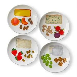 TAG Fromage Appetizer Plates Set Of 4 Multi Bone China 6x6 - Multicolored