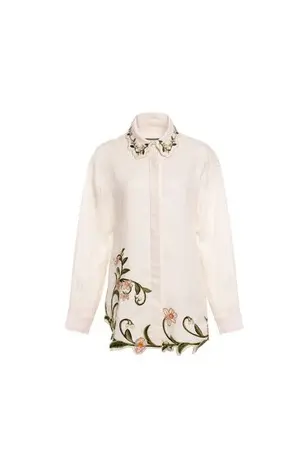 Agua Bendita Cecilia Valle Embroidered Linen Shirt - Multicolor