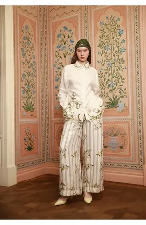 Agua Bendita Cecilia Valle Embroidered Linen Shirt