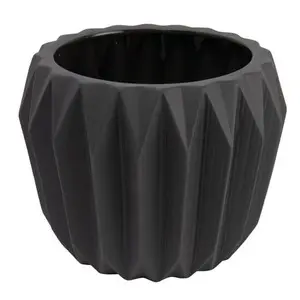 STORIED HOME Fluted Planter - Grey